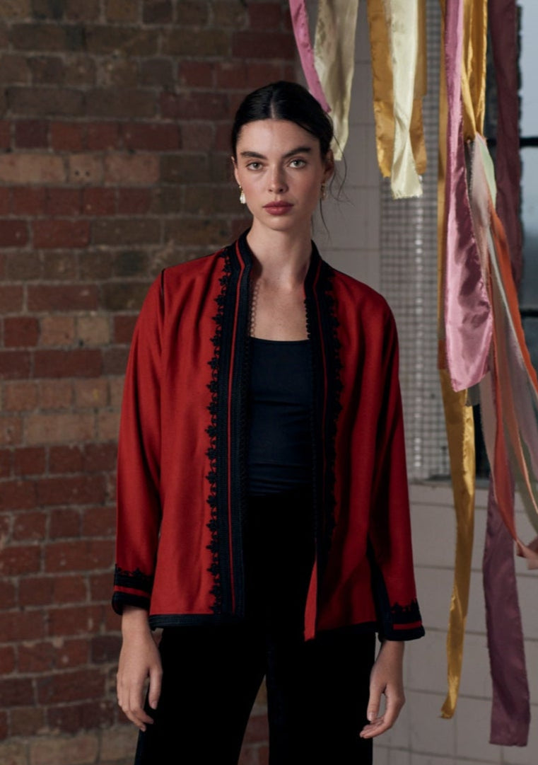 Mariam Jacket Red with Black – Muzungu Sisters UK